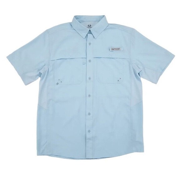Realtree | Shirts | Realtree Mens Light Blue Short Sleeve Fishing Guide ...